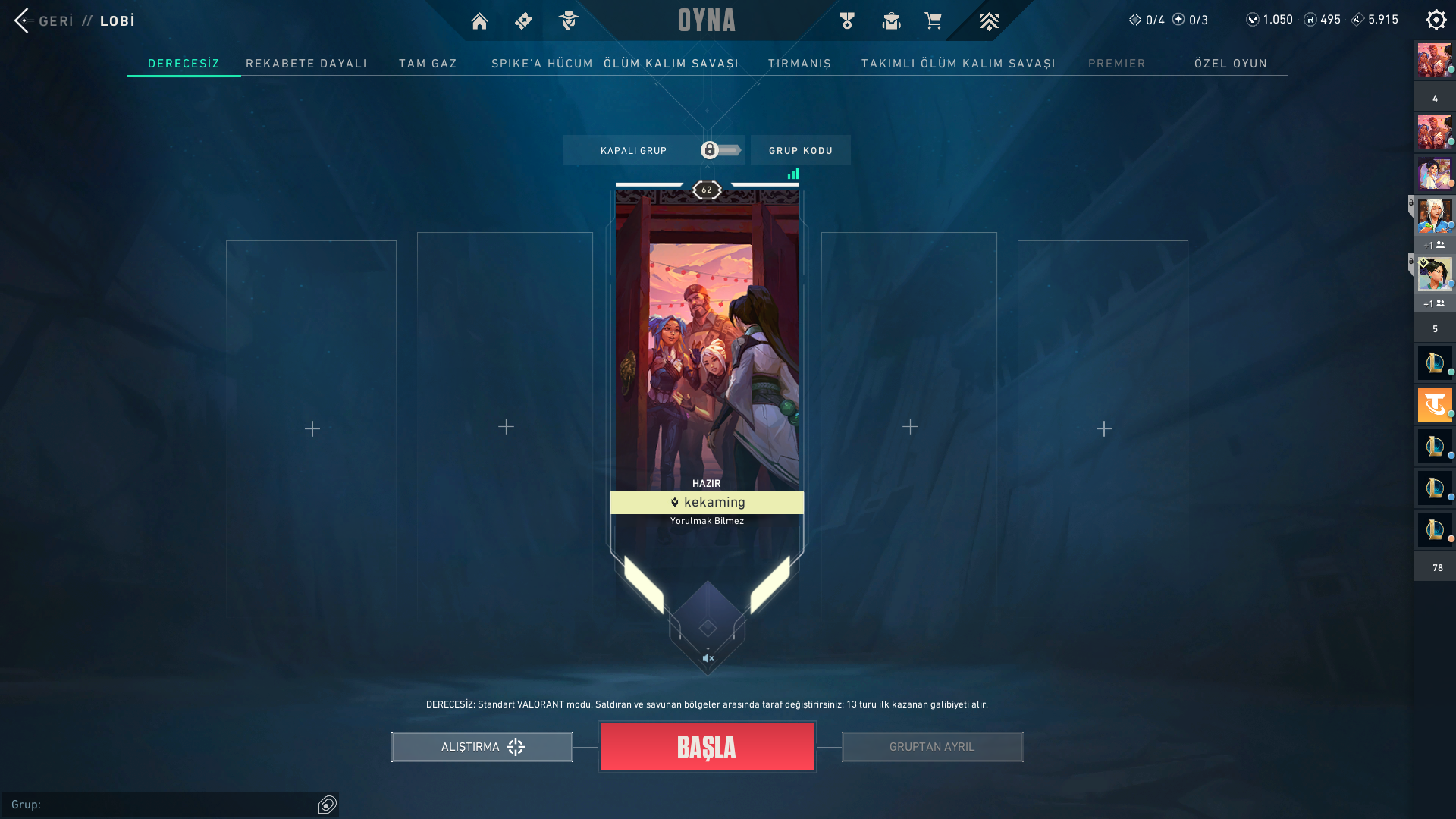 62 level unranked valorant hesabı - Klasgame.com
