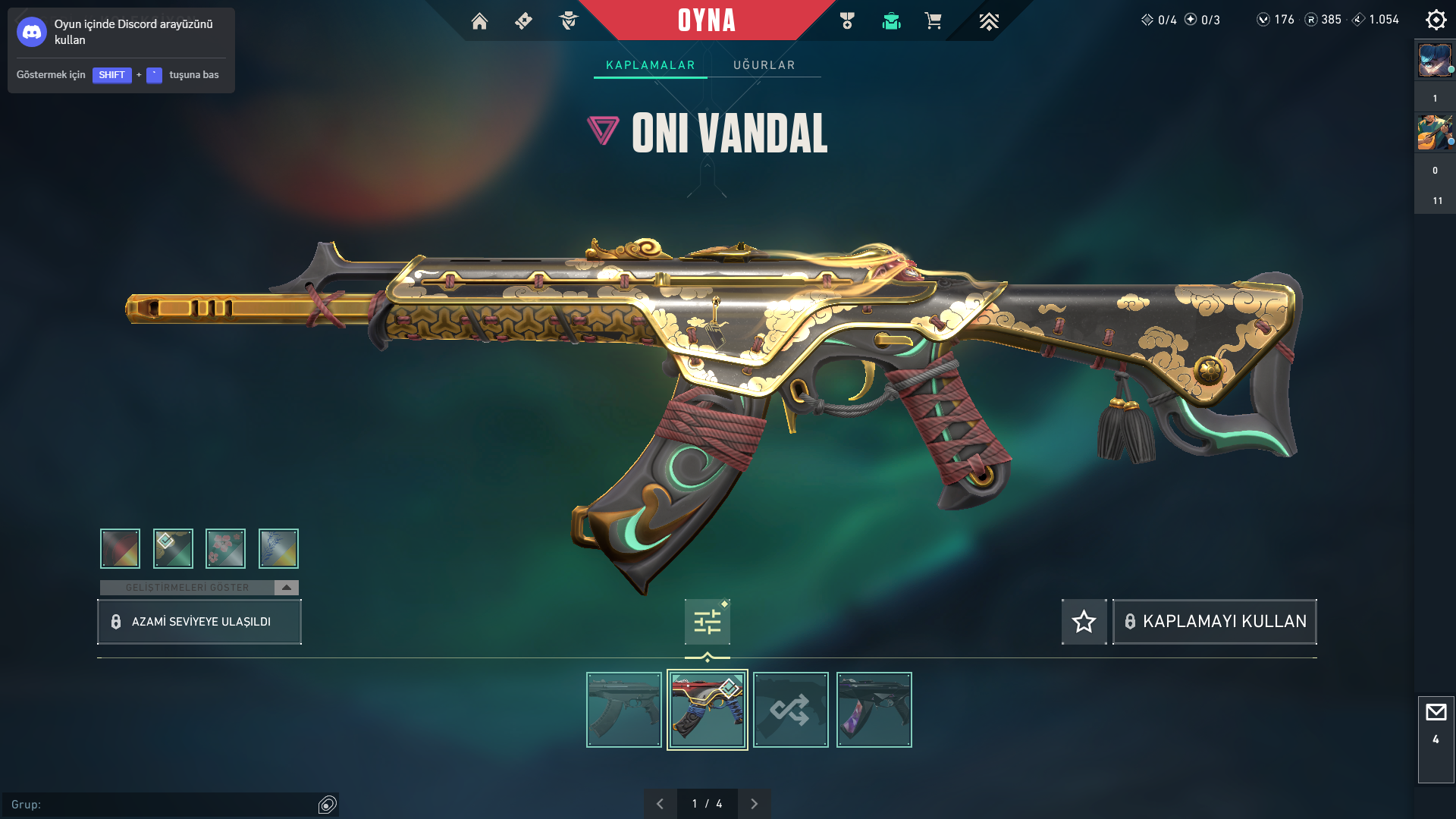 VALORANT 70 Seviye Oni Vandal Ve Karaborsa Kelebek başta olmak üzere ...