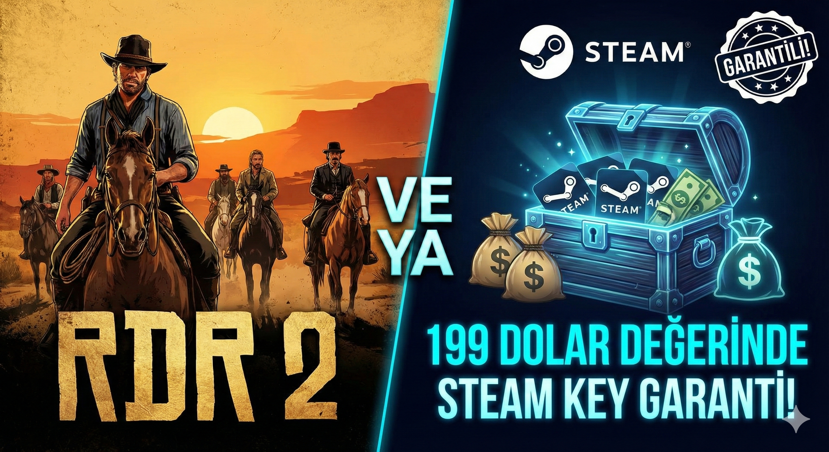 ⭐RDR 2 veya 199 DOLAR DEĞERİNDE STEAM Key Garanti!⭐ - Klasgame.com