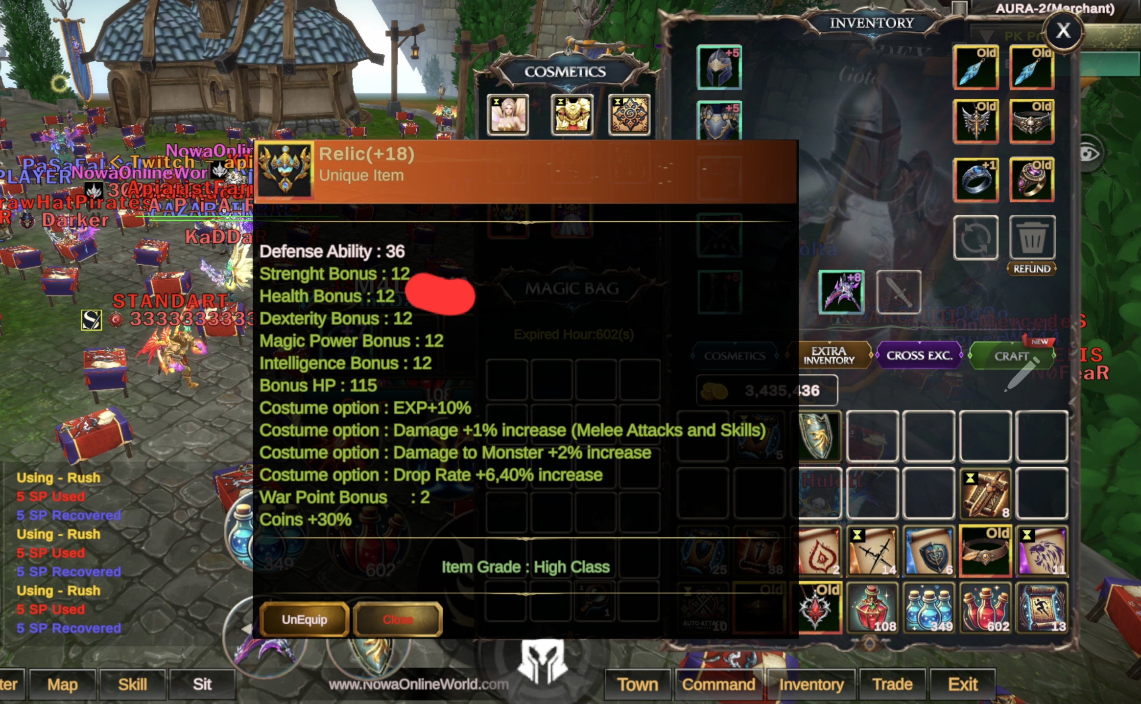 +18 Relic +8 Giand Reaper +8 TİTAN SET +1 SECRET POWER RİNG 240k + np ...