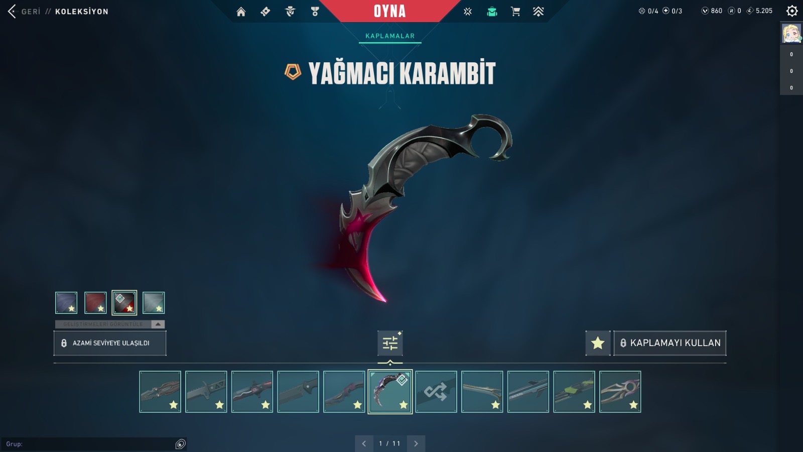 YAĞMACI KARAMBİT VCT LOCK İN BIÇAKLI FULL SKİN HESAP - Klasgame.com