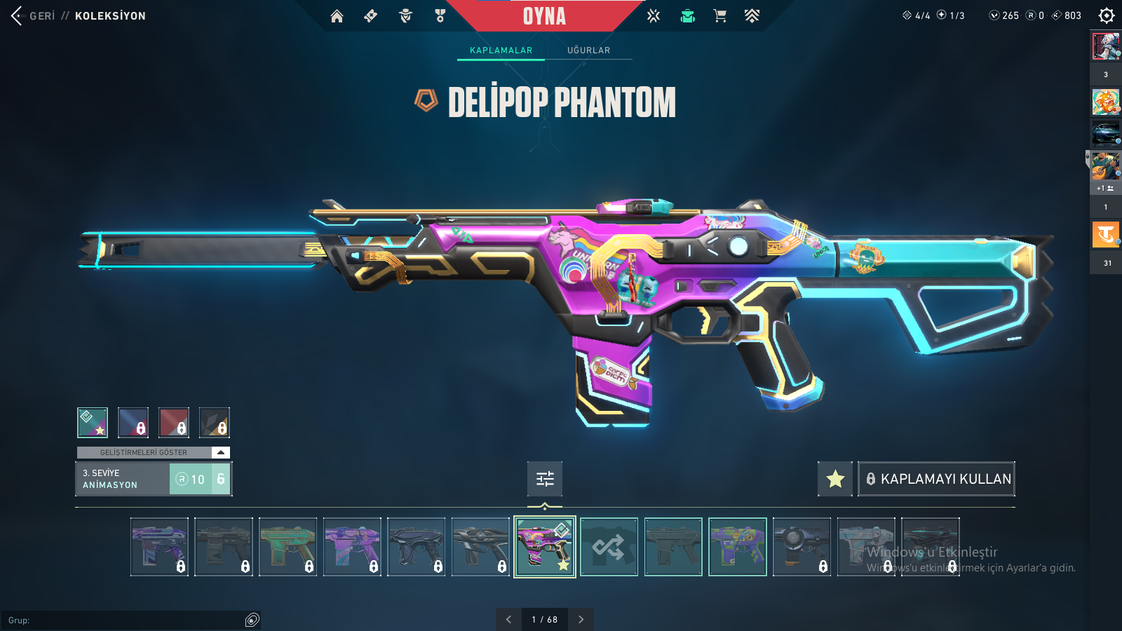 Demir 3 battle pass + ulupençe vandal + fatih ghost + delipop phantom ...