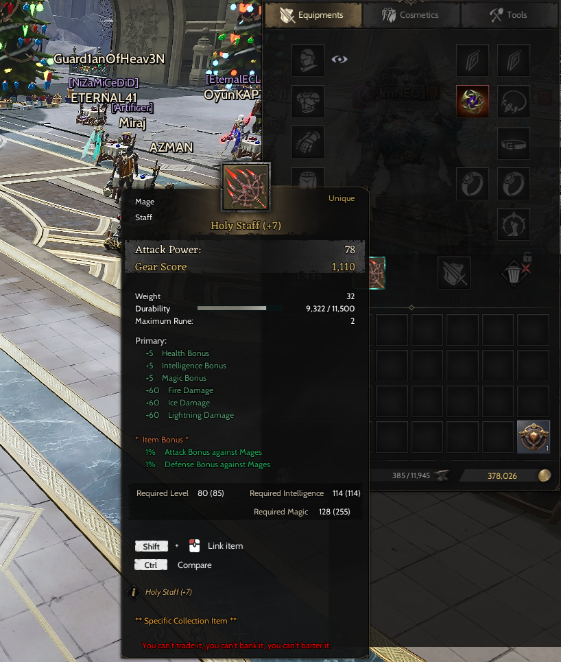 85 LUNASKAR MAGE // +7 HOLY STAFF ve RELİC +17'Lİ // FLAME,MASTER, LR ...