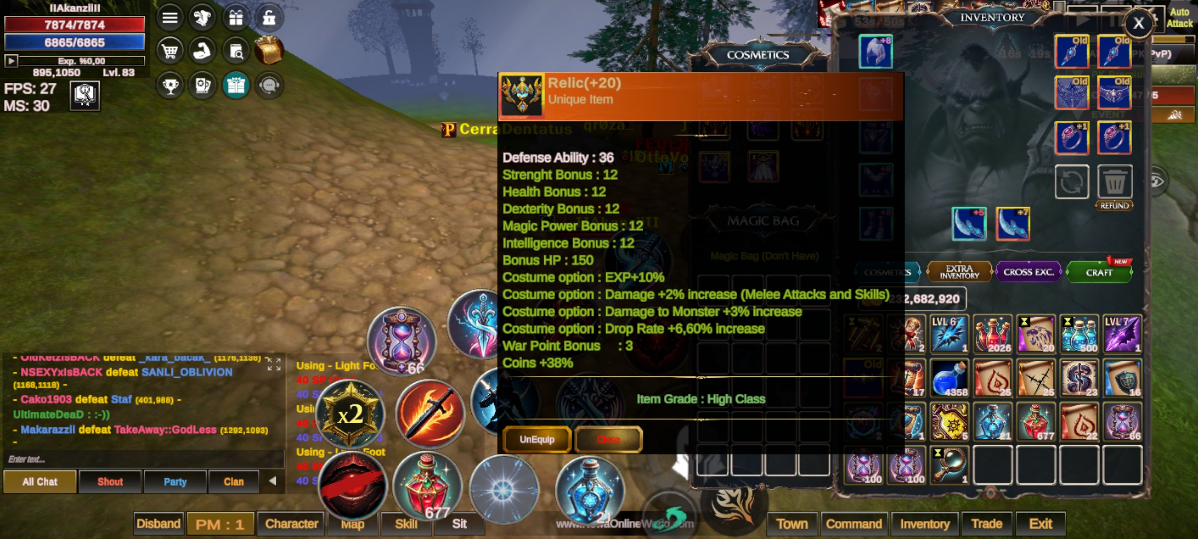 AURA.83 LWL ROGUE tüm skiler aktif+20 RELIC. +8 chitn set +8 SHARD +7 ...