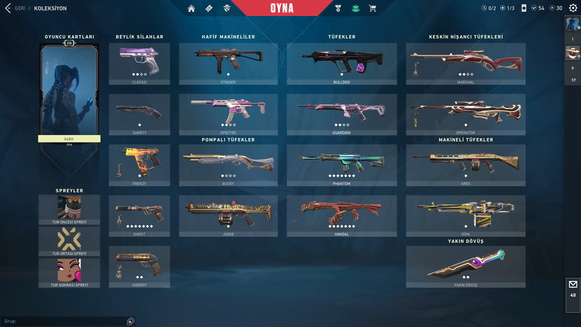 ARCANE şerif bol skinli plat 258 level hesap - Klasgame.com