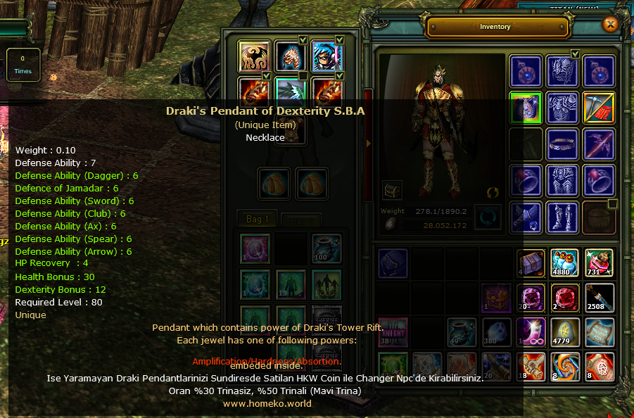 Draki's Pendant of Dexterity S.B.A - Klasgame.com