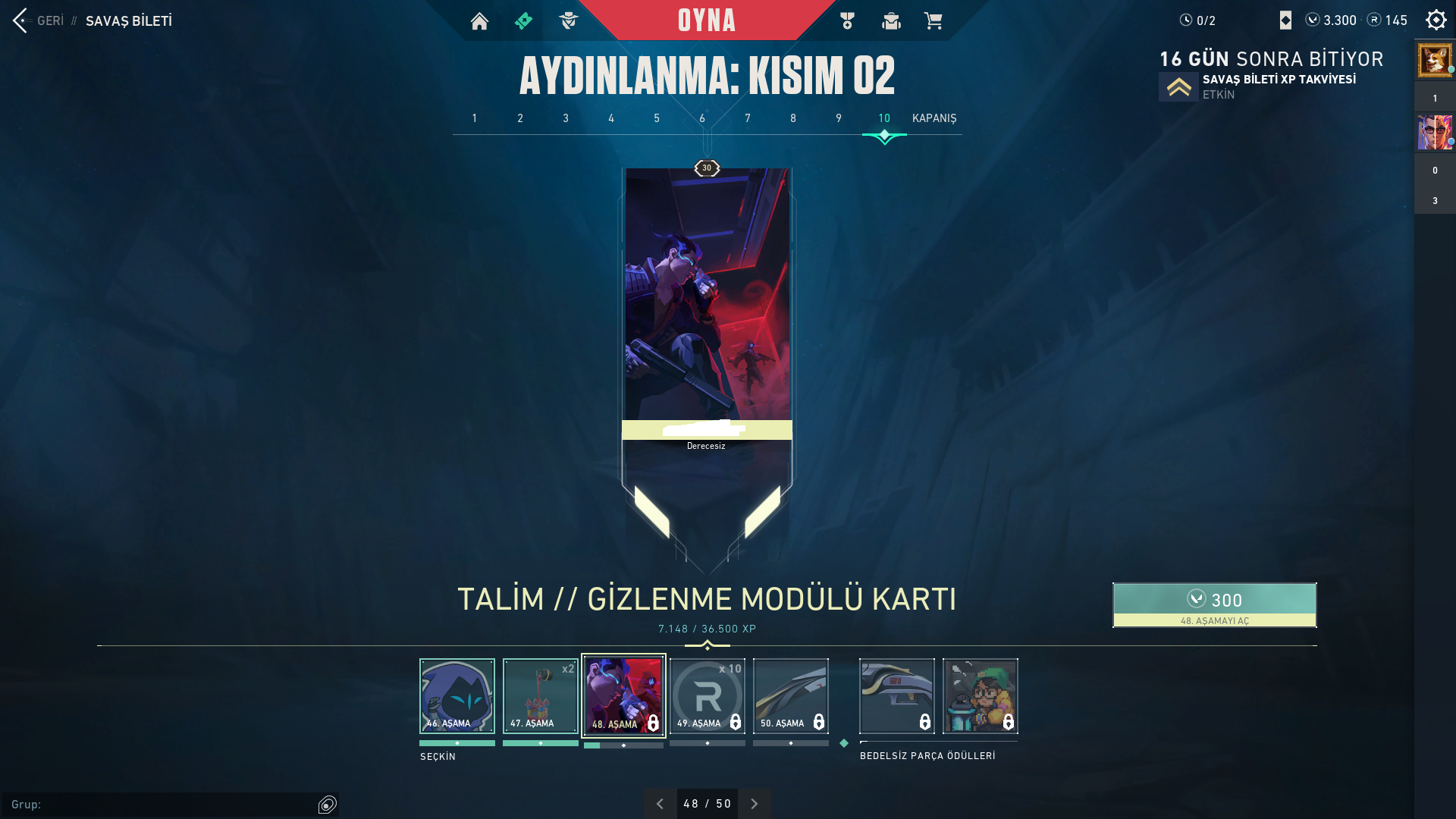 VALORANT BATTLEPASS ve 3300 VP YÜKLÜ 20 LEVEL GOLD 3 Hesap - Klasgame.com