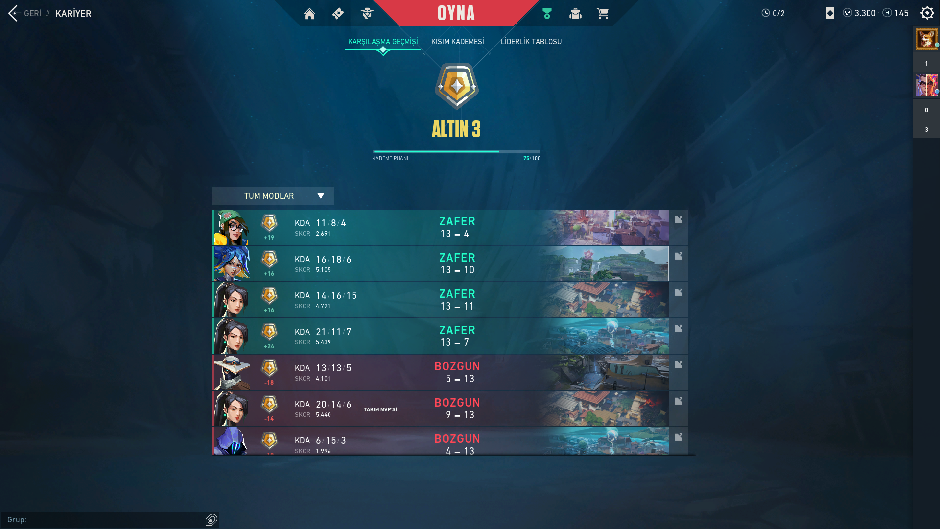 VALORANT BATTLEPASS ve 3300 VP YÜKLÜ 20 LEVEL GOLD 3 Hesap - Klasgame.com