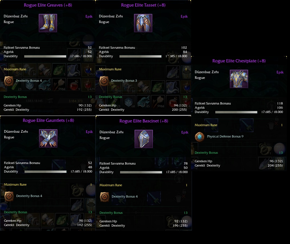 +8 ROGUE ELİTE SET FULL RÜNLÜ - Klasgame.com