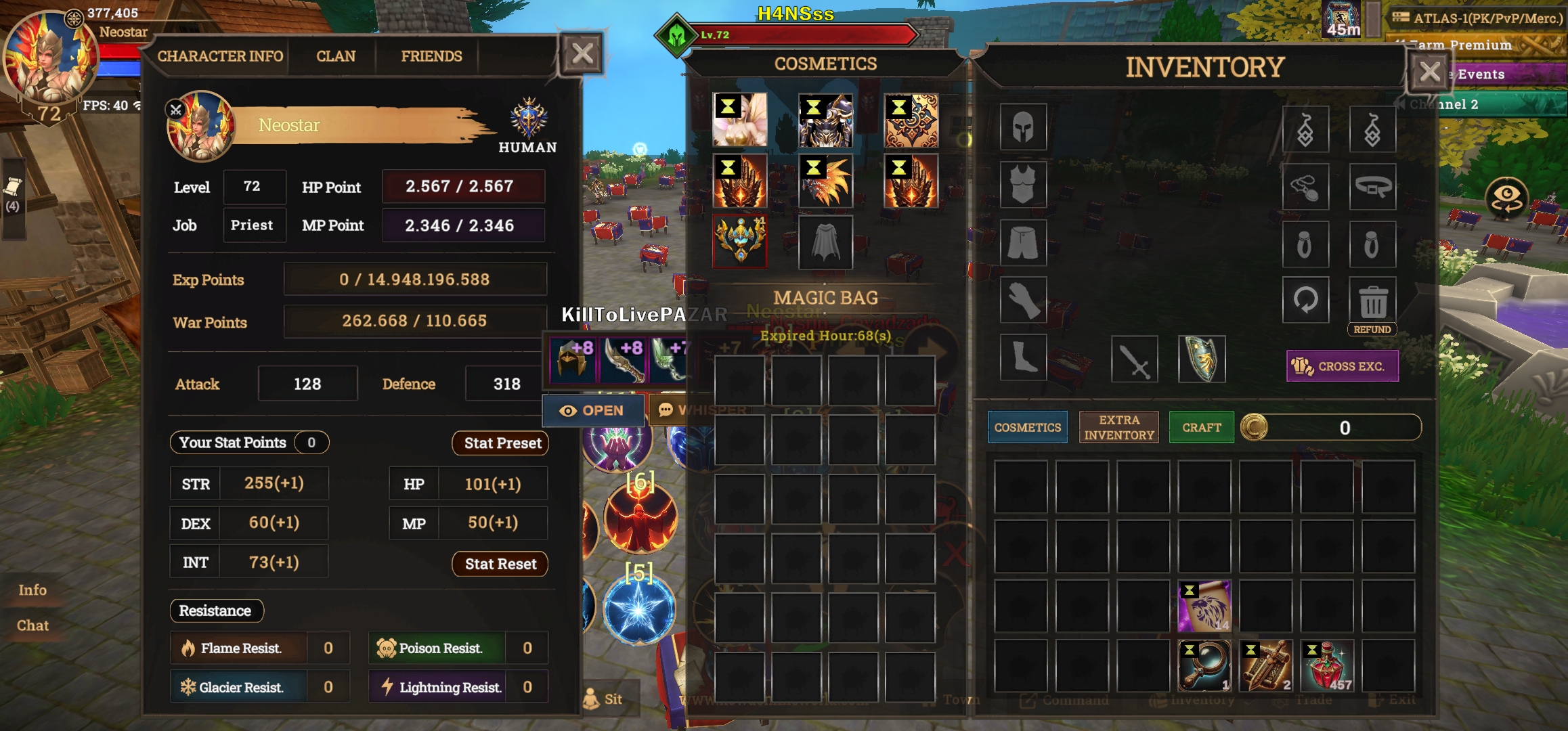 Atlas 72 lvl bp 72 skil açık uyguna satılır. - Klasgame.com