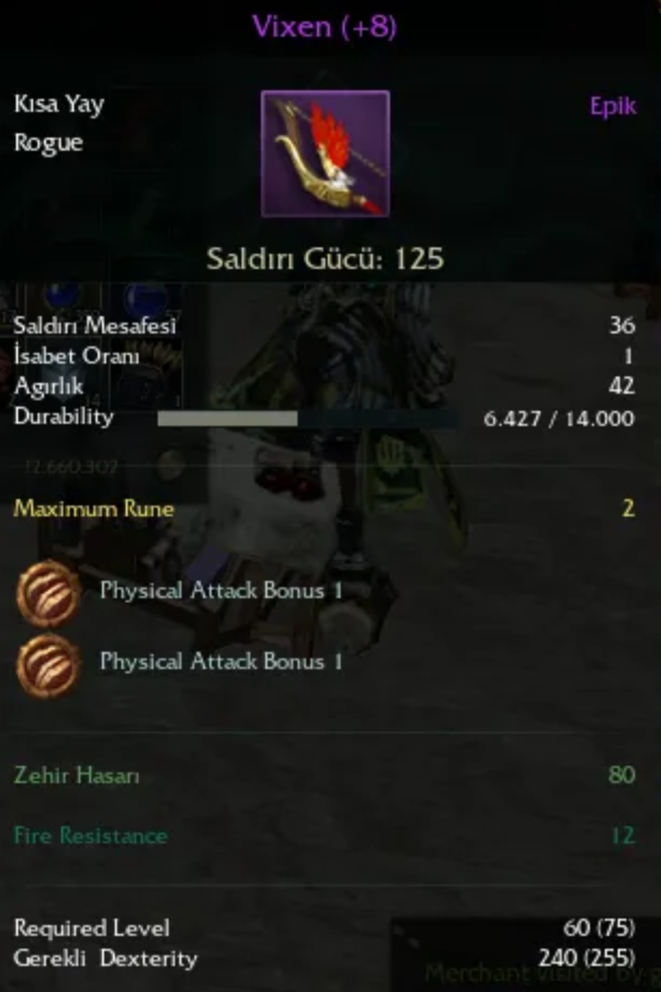 +8 VIXEN ÇİFT PHYSICAL ATTACK %1 RUNE - Klasgame.com