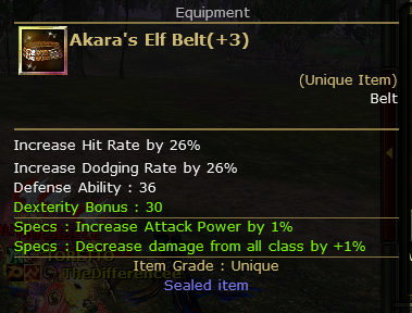+3 AKARA ELF BELT - Klasgame.com