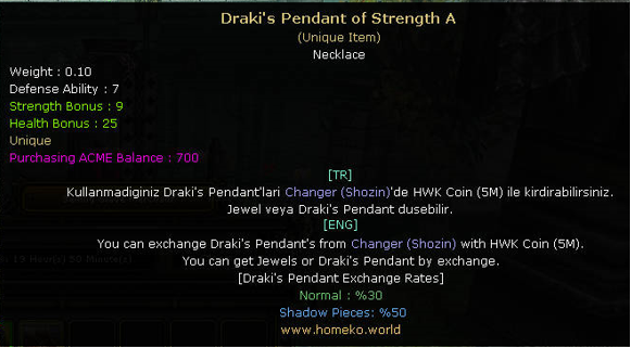 SELLL...DRAKİ PENDANT STR ( A ) - Klasgame.com