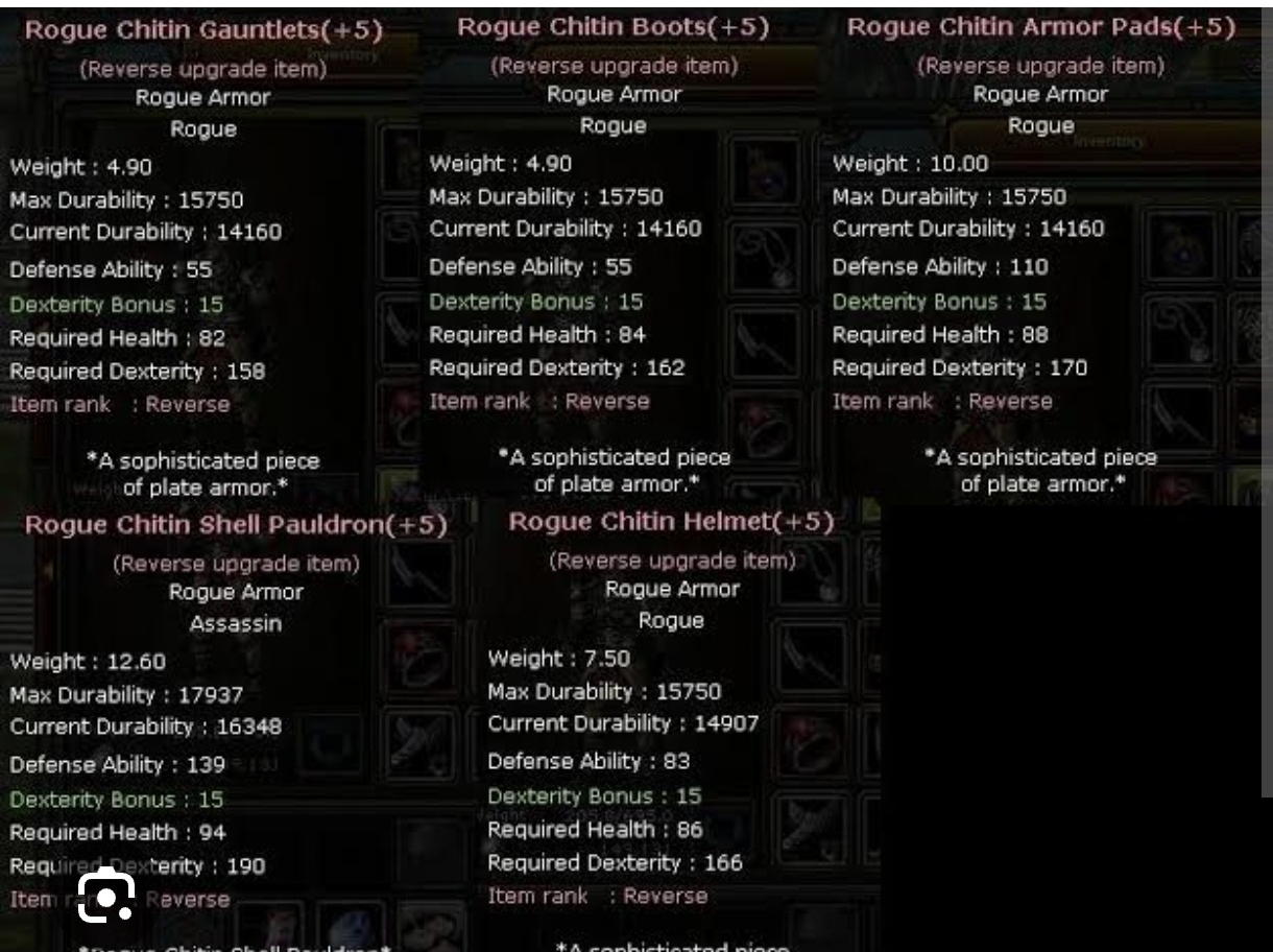 SELLİNG +8 ROGUE CHİTİN SET - Klasgame.com