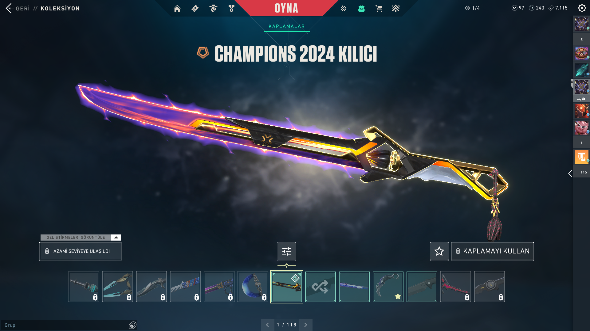 VALORANT HESAP RANK BRONZE 2 CHAMPIONS 2024 SET ASIL VANDAL,YAĞMACI ...