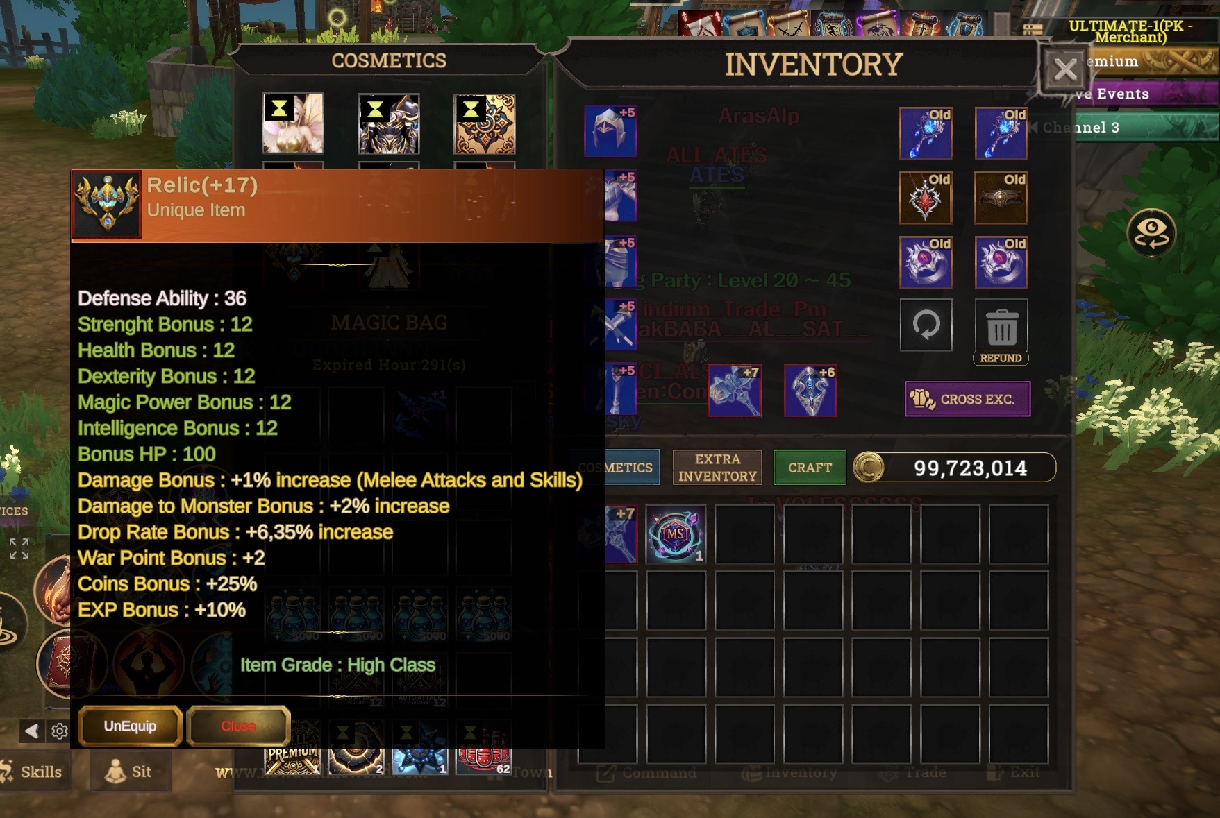 Dual +7 Mace ve +6 quest kalkanlı priest 2 skill açık - Klasgame.com