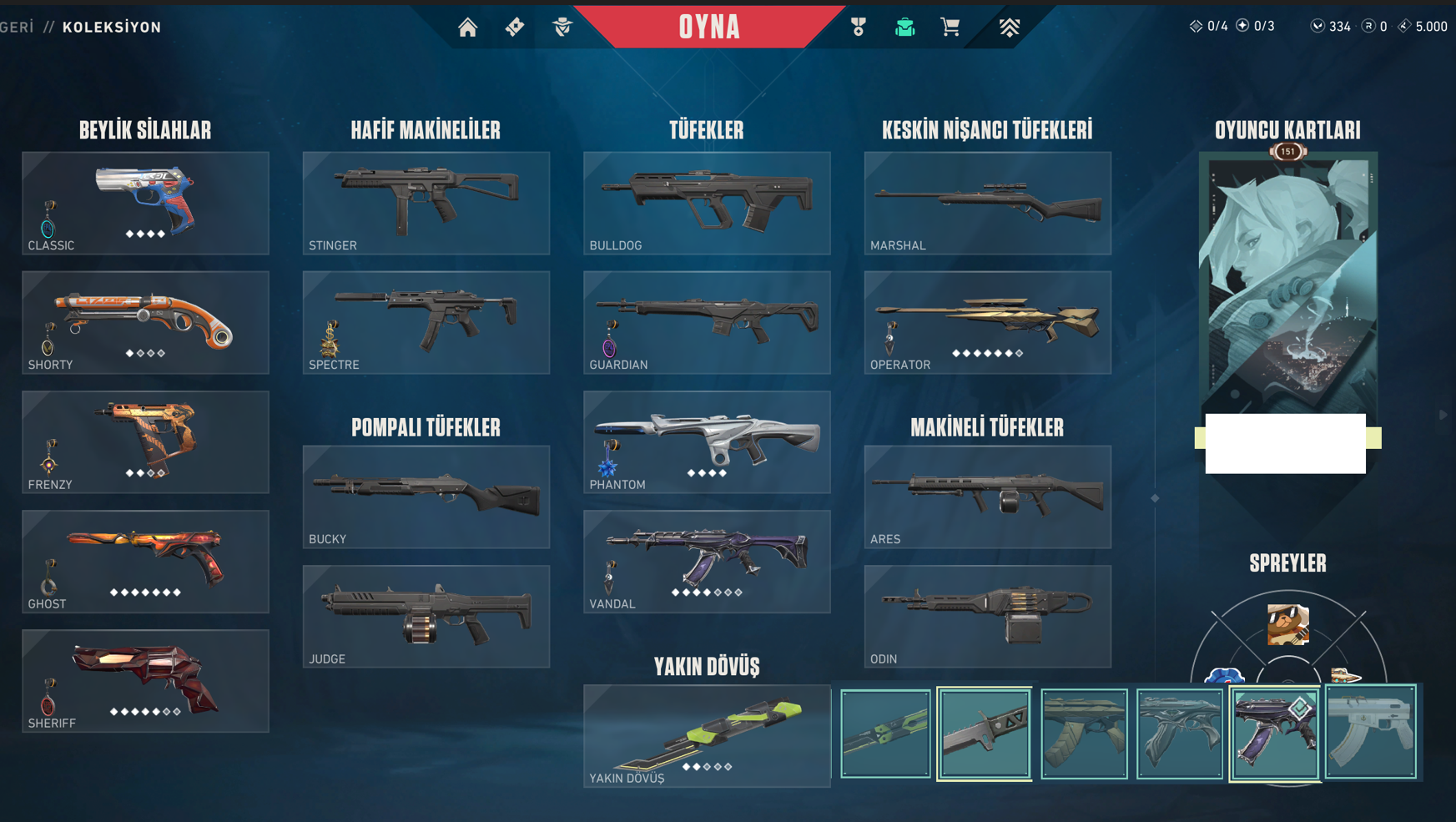 23 SKİNS 3 KNİFE RGX KELEBE BIÇAK 4 VANDAL 151 LV MAİLLİ MAİNLİK HESAP ...