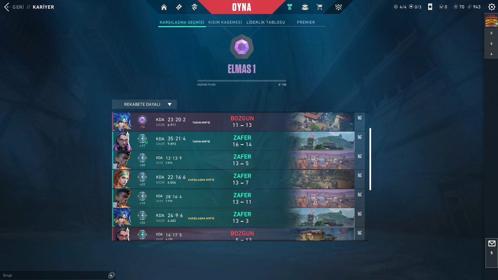 VALORANT TR DİAMOND 1 TEMİZ HİGH MMR İÇİ BOŞ HESAP - Klasgame.com
