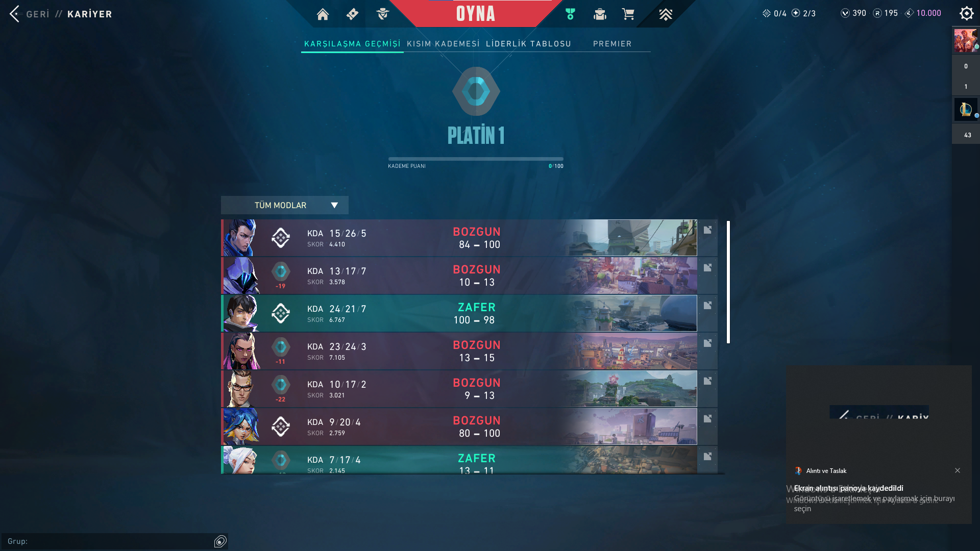 valorant plat 1 hesap içinde birkaç skin vardır - Klasgame.com