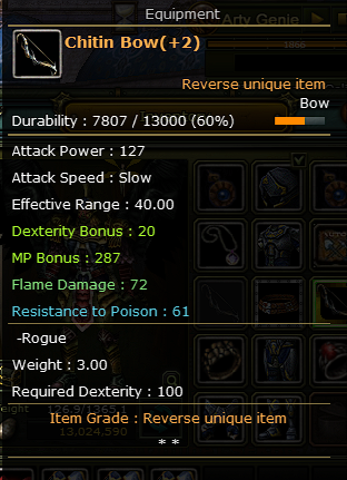 +2 Reb Chitin Bow / +8 Rogue Chitin Set / Dual Coc / Lego / Elf Ring ...