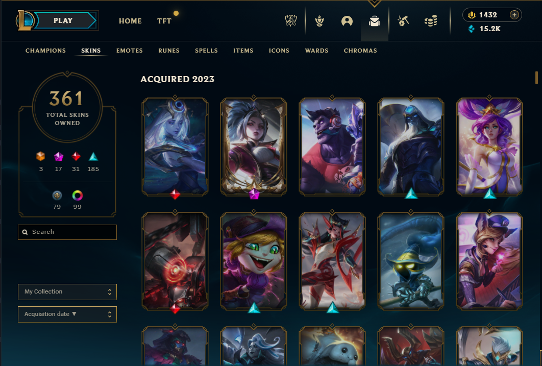 90 SKİNS 6 KNİFE 2023 CHAMPİONS SET 361 LOL COSTUM 510 LV LOL MAİLLİ ...
