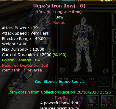 HEPA'S İRON BOW REB +8 - 139 ATTACK POWER - Klasgame.com