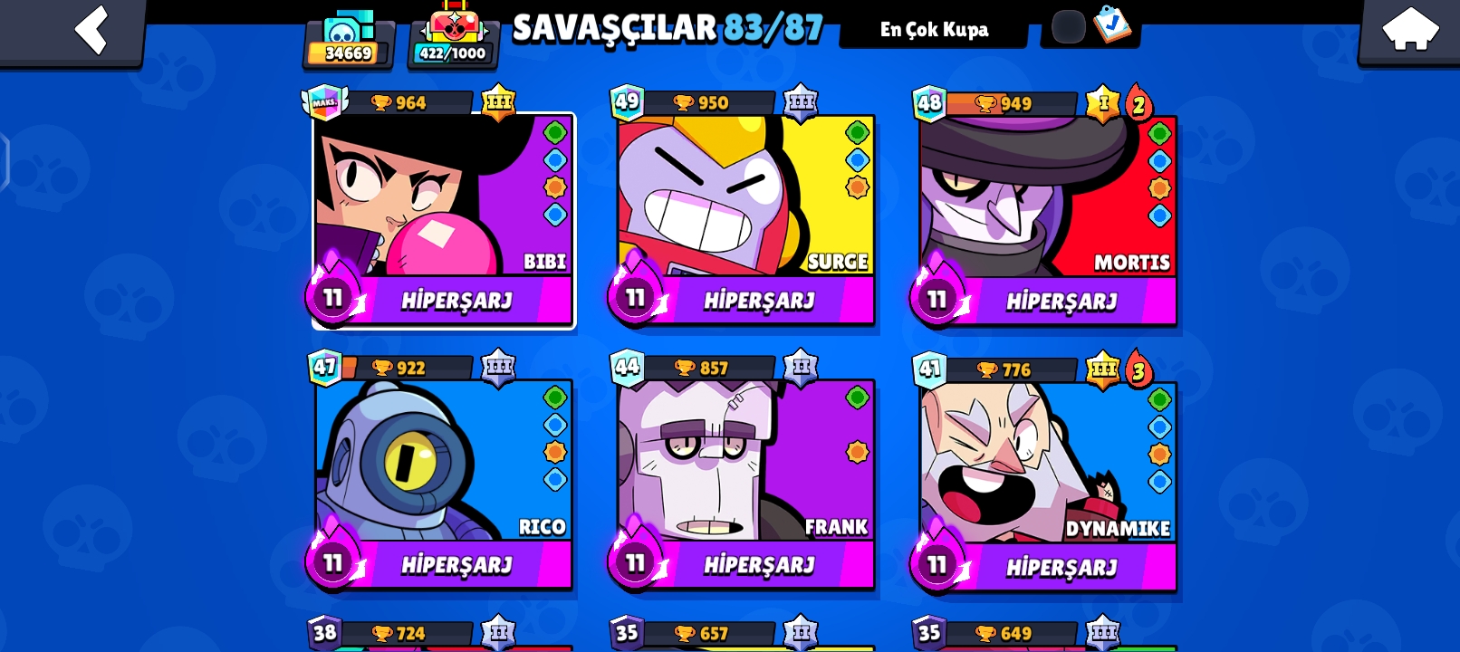 Brawl stars 35k kupa hesap 100 den fazla skin ve fazlası - Klasgame.com
