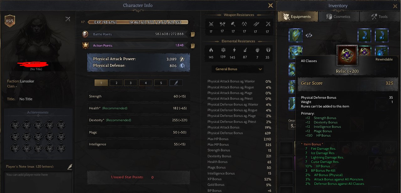 85/5 20 RELİC 8 HOLY DAGGER TOPLAYICILI FULL SKİLL ASAS OKCU ROGUE ...