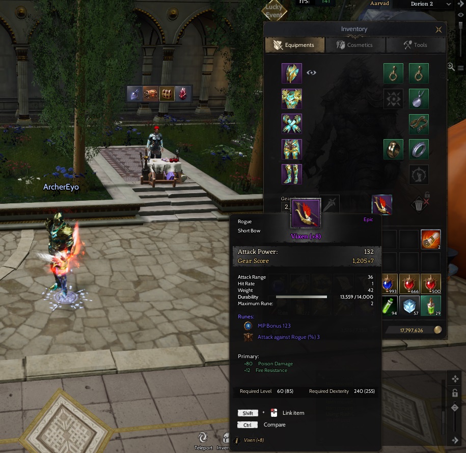 FULL farm hazır 85 lvl Archer full skill +8 Vixen +7 imp set NFT bana ...